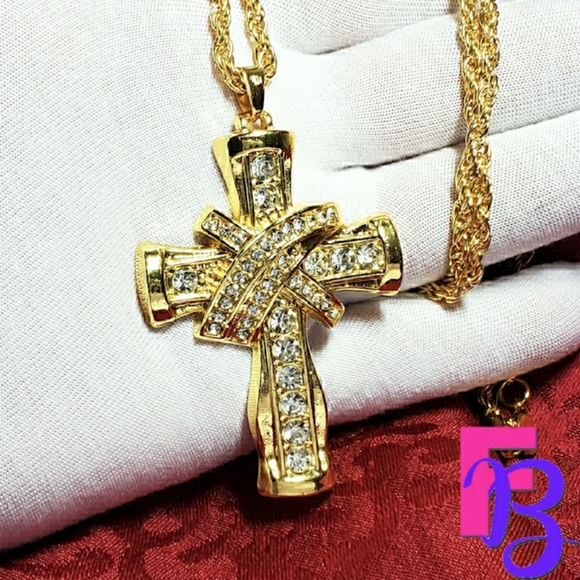 Urban Legend | Accessories | Large 4k Gold Iced Cross Chain | Poshmark